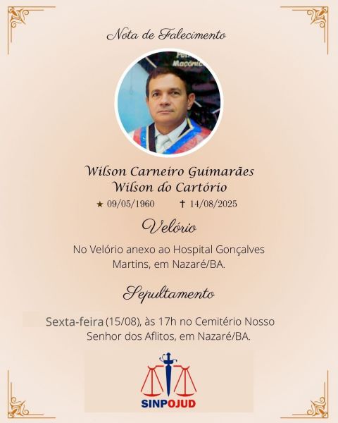 PORTAL DO SINPOJUD | NOTA DE FALECIMENTO WILSON CARNEIRO - WILSON DO ...